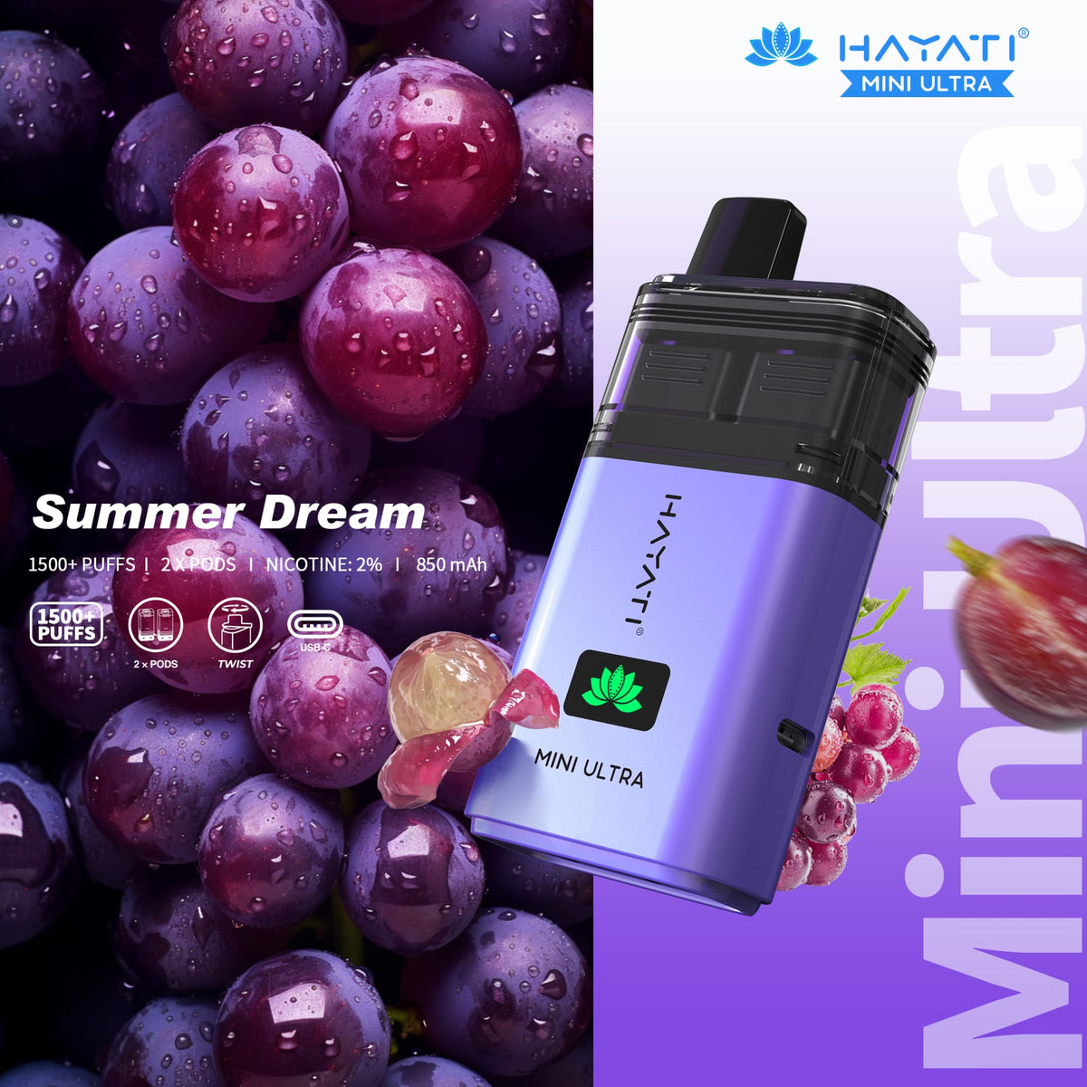 Hayati Mini Ultra 1500 Prefilled Vape kit – Vapour Vape