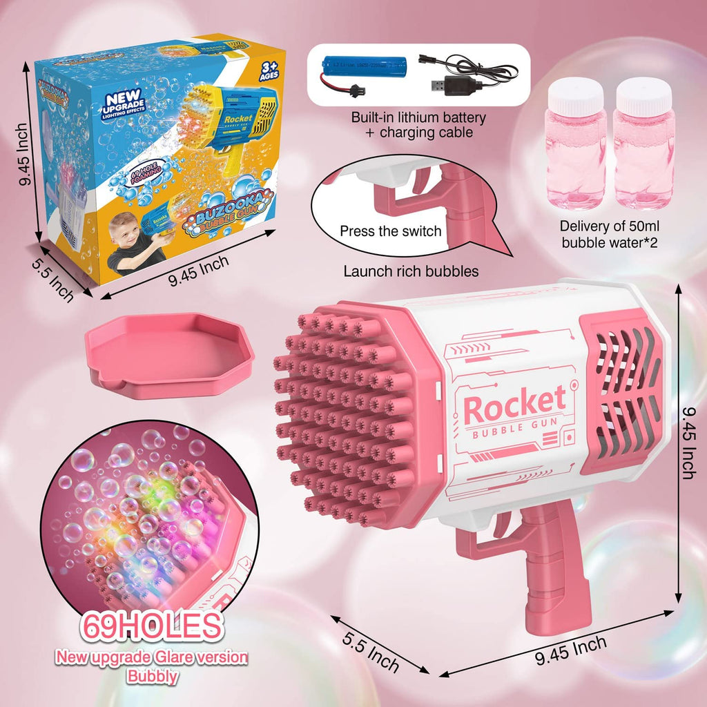 Bazooka 69 Holes Bubble Machine Guns Toys for Kids - Pink – Vapour Vape